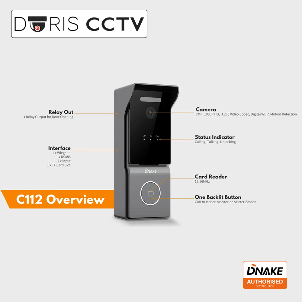 DNAKE 2MP Wi-Fi SIP Video Door Phone, 1-Button Intercom (C112A) ∙ Doris ...